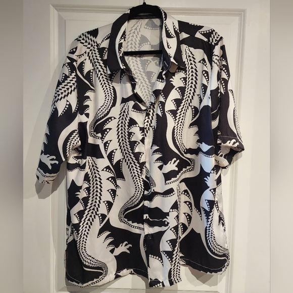 Zara | Shirts | Mens Zara Resort Style Shirt In Large Blackwhite | Poshmark